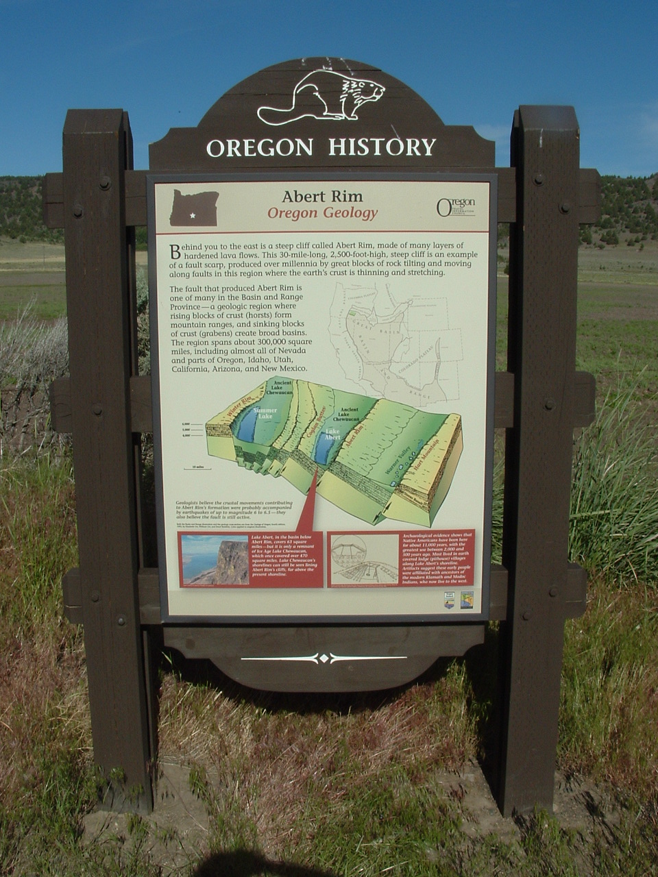 Abert Rim History Sign 1 - Oregon Travel Information Council